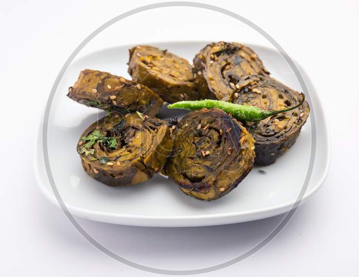 Image of Patra Or Paatra Or Patrode Or Alu Vadi Is A Popular ...