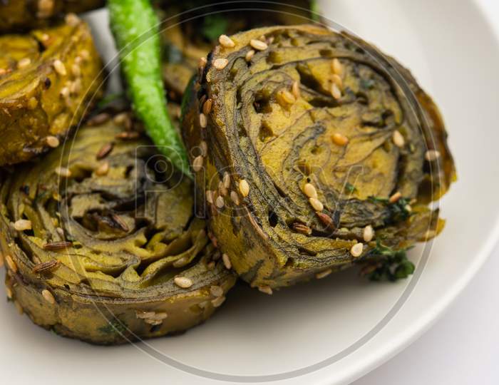 Image of Patra Or Paatra Or Patrode Or Alu Vadi Is A Popular ...