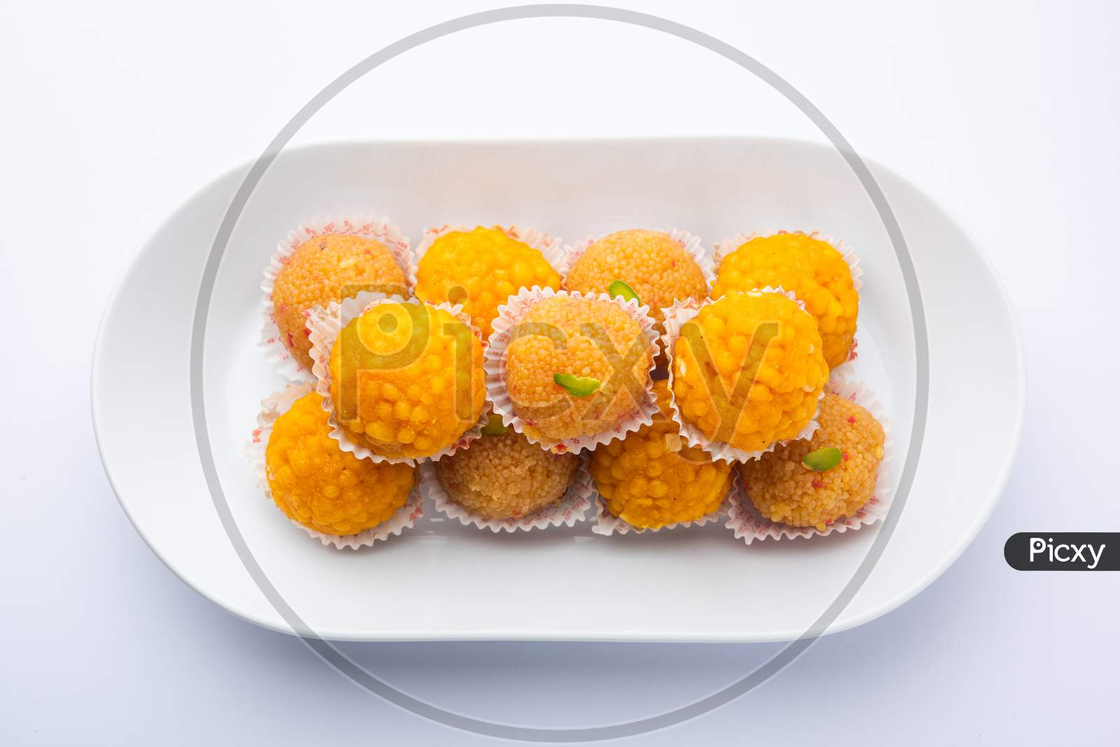 Image of Indian Sweet Motichoor Laddoo Or Bundi Laddu Made Of Gram ...