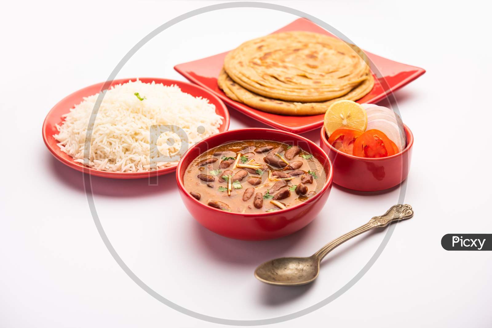 Image of Rajma Curry Or Rajmah Masala Served With Rice And Laccha ...