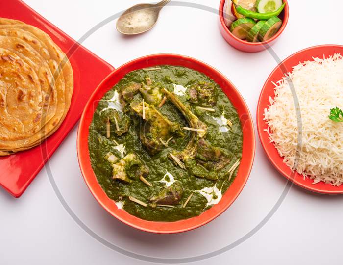 Image of Palak Gosht Or Mutton Curry, Indian Style Spinach And Lamb ...