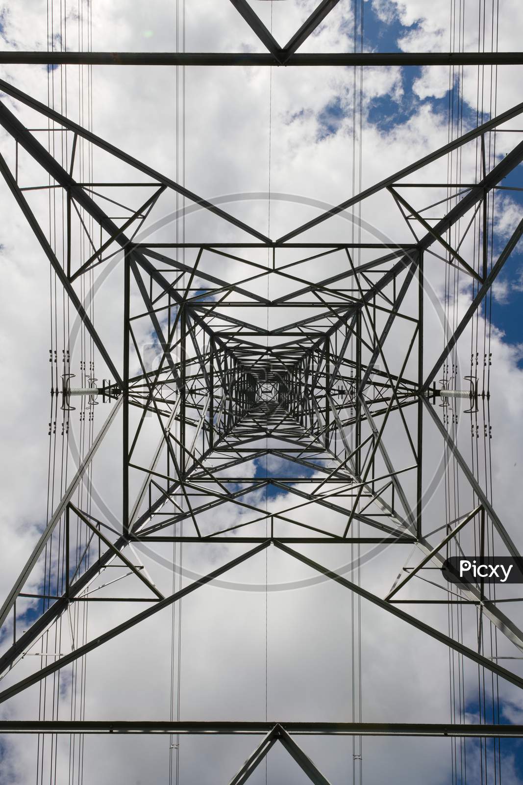 Image of Power Lines Run Vertically Through This Abstract Image Of A ...