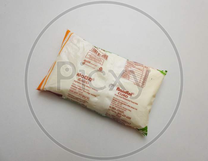 Image of Closeup Of Kmf Nandini Curd 250Ml Yellow And White Color Pack ...