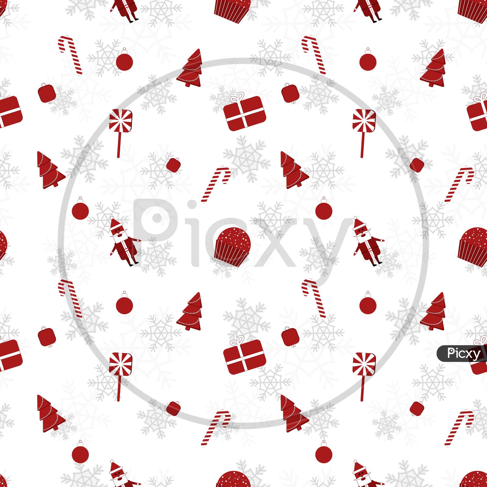 Image of Round Edge Christmas Object Repeat Pattern Created In Re Color ...