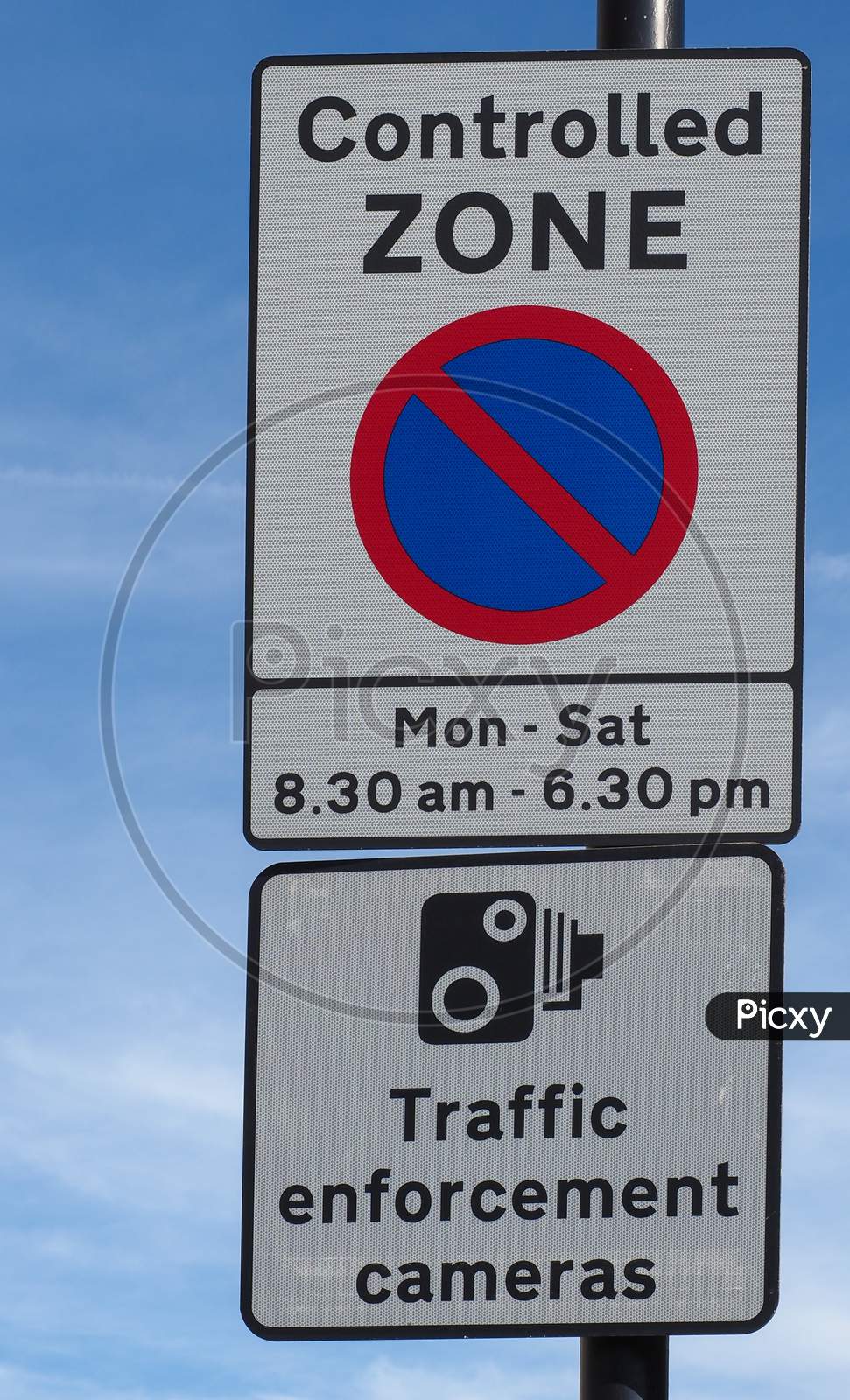 Image of Controlled Zone No Parking Traffic Enforcement Cameras Sign ...