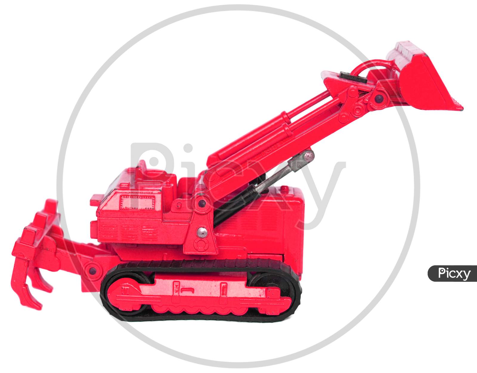 Image of Red Toy Bulldozer Isolated Over White-LD684523-Picxy