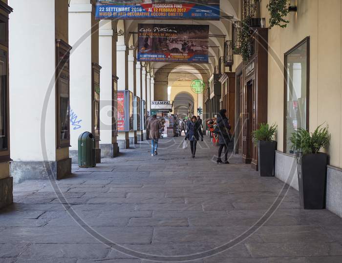 Image of Turin, Italy - Circa January 2017: People In Via Po Ancient ...