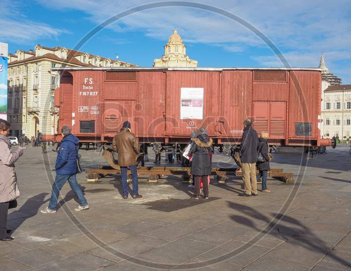 Image of Turin, Italy - February 19, 2015: People Visiting An Holocaust ...
