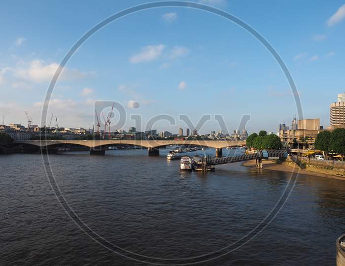 Image of London, Uk - Circa June 2018: Waterloo Bridge And River Thames ...