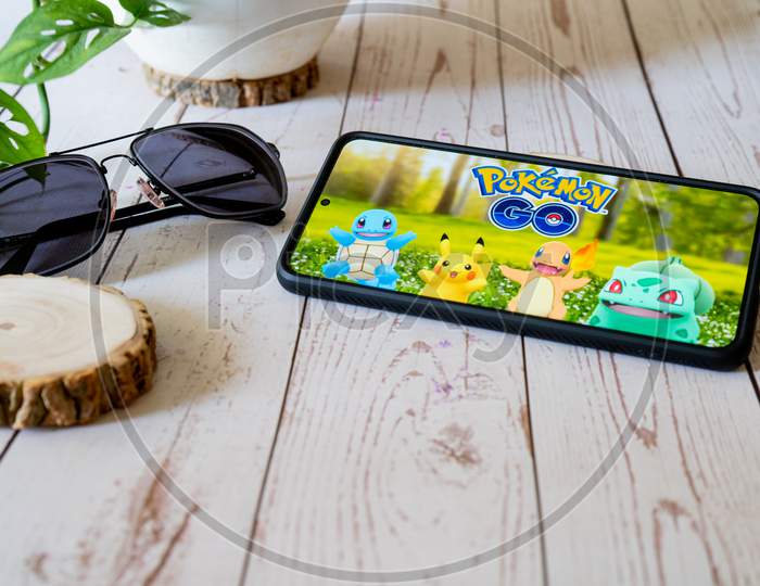 Image of Famous Augmented Reality Virtual Game Pokemon Go Playing On A ...