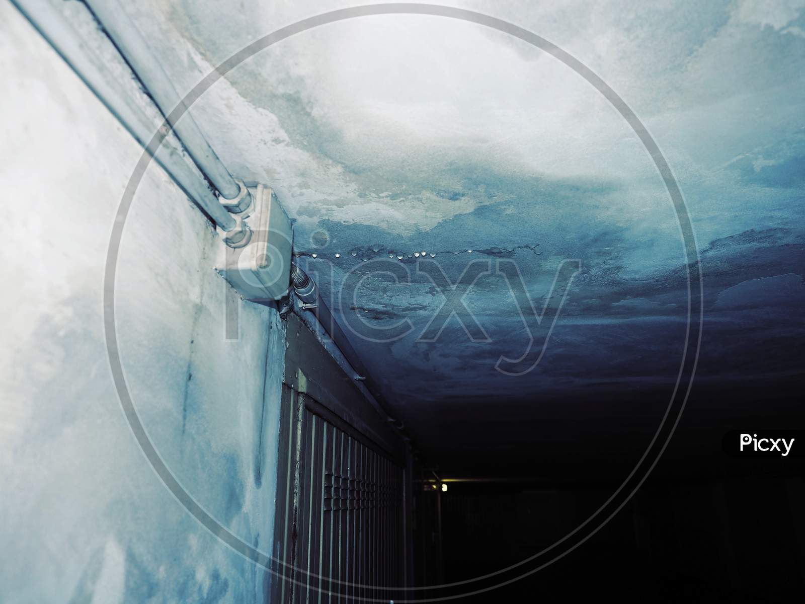 Image of Dampness Moisture On Ceiling With Drops Of Water Infiltration ...