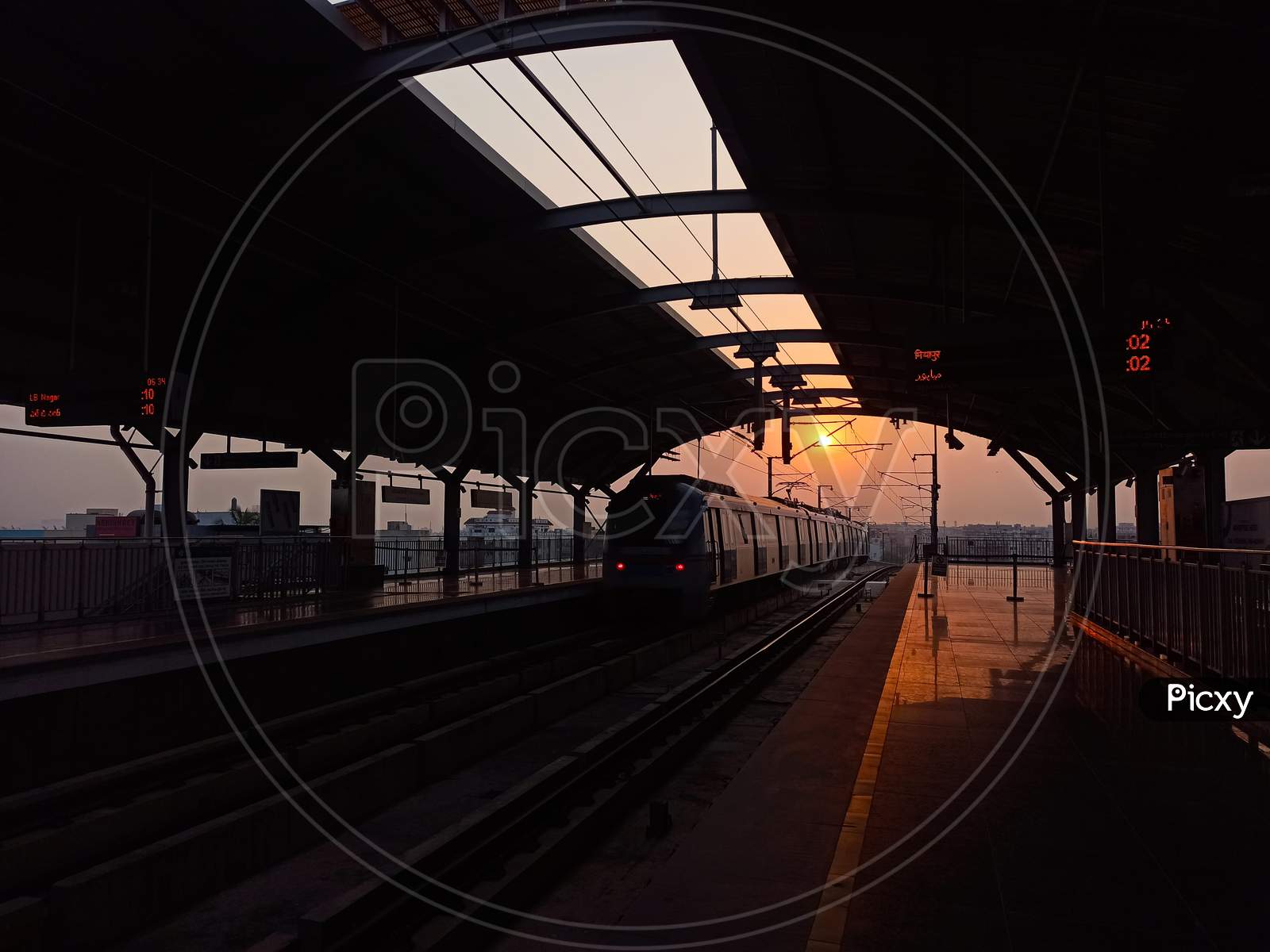 Image of Sunrise At Dilsukhnagar Metro Station Hyderabad metro train ...