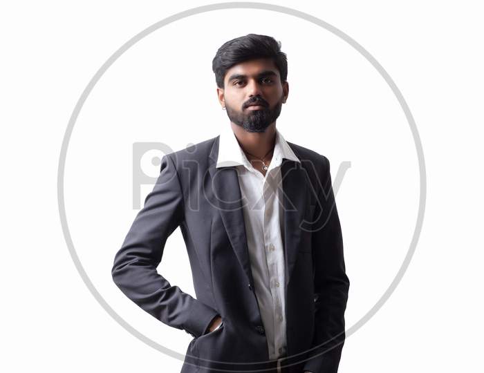 Image of Indian young men in suit. Indian men official beard look ...