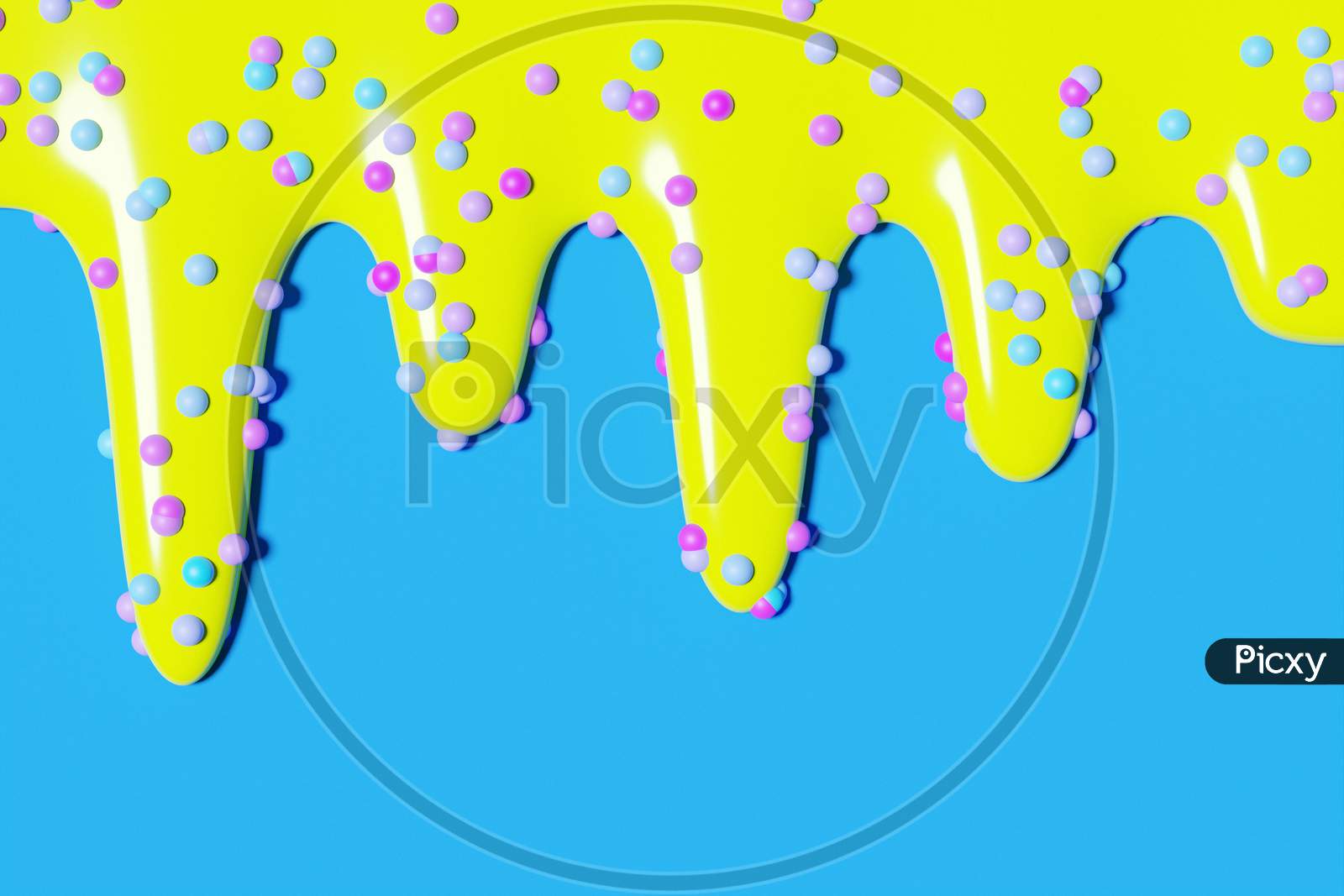 Image of 3D Illustration Of A Bright Summer Background With Yellow ...
