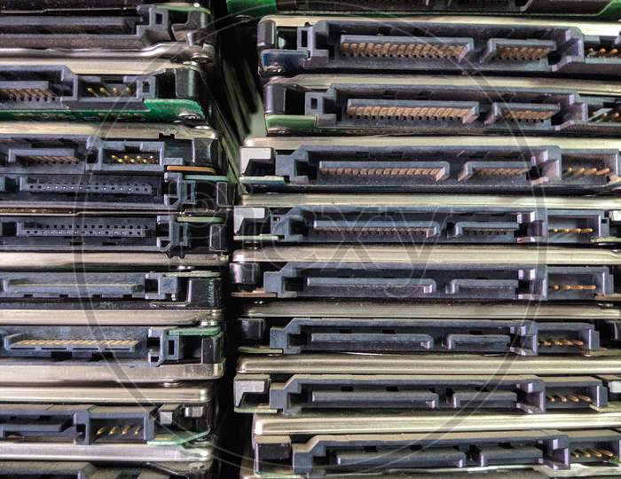 Image of High Resolution Shot Of Old Hard Disks Or Hard Drives Pile Up ...