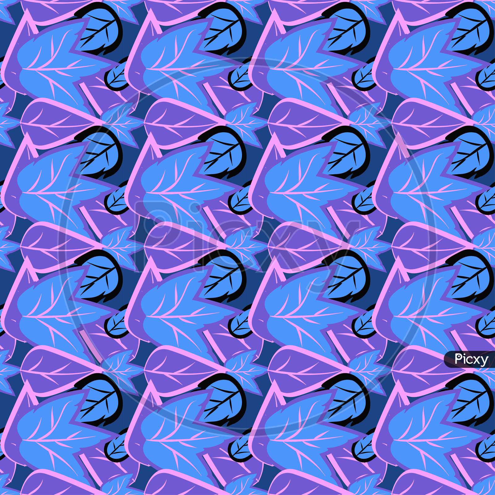 Image of Seamless Pattern Exotic Shapes With Flowers And Leaves Plants ...