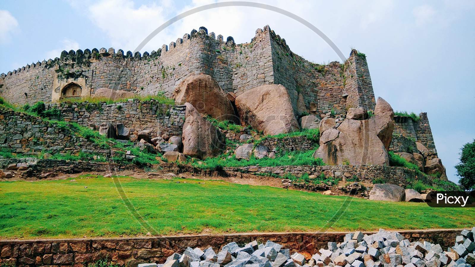 Image of The vintage structure of Golkonda fort in Hyderabad city of ...