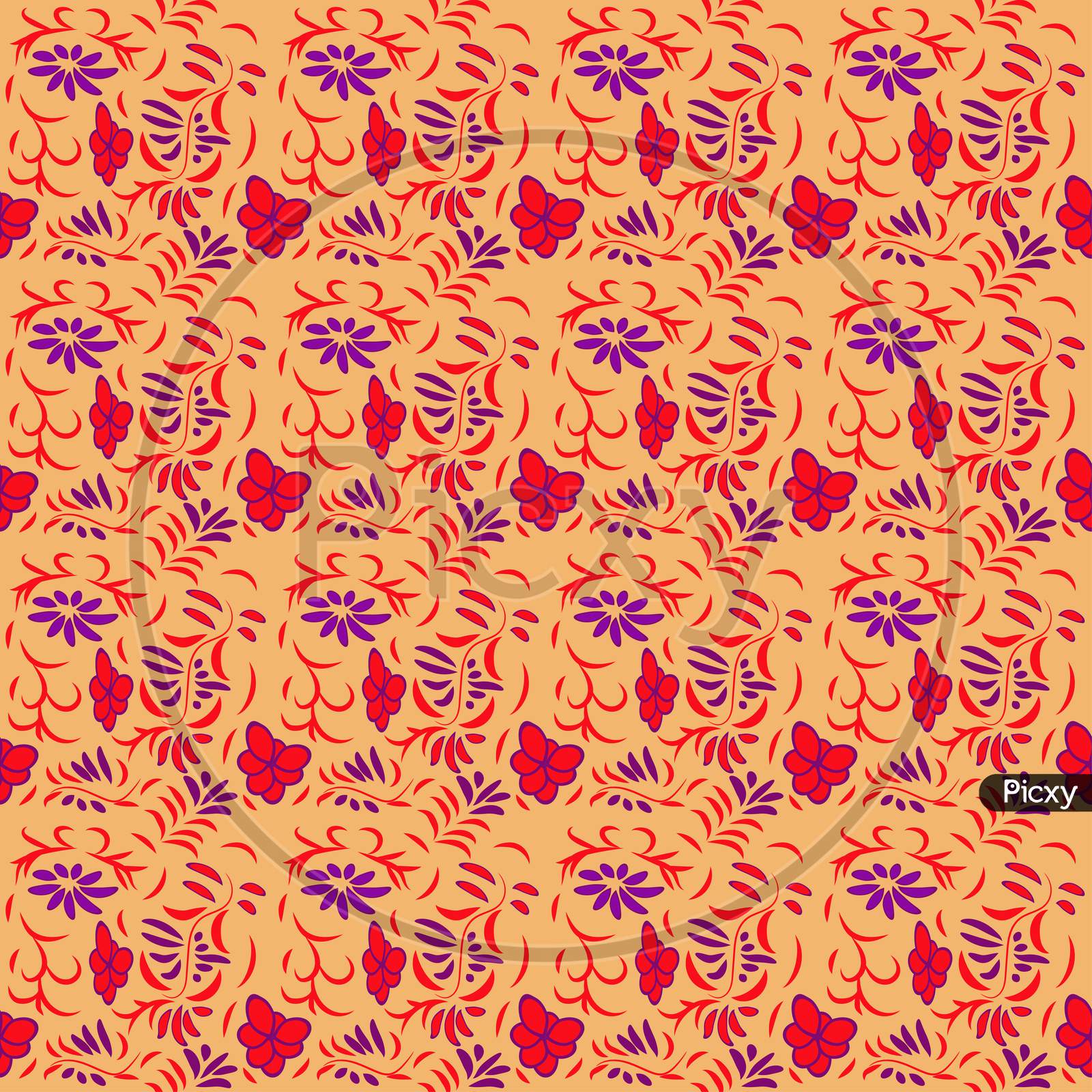 Image of Seamless Pattern Exotic Shapes With Flowers And Leaves Plants ...