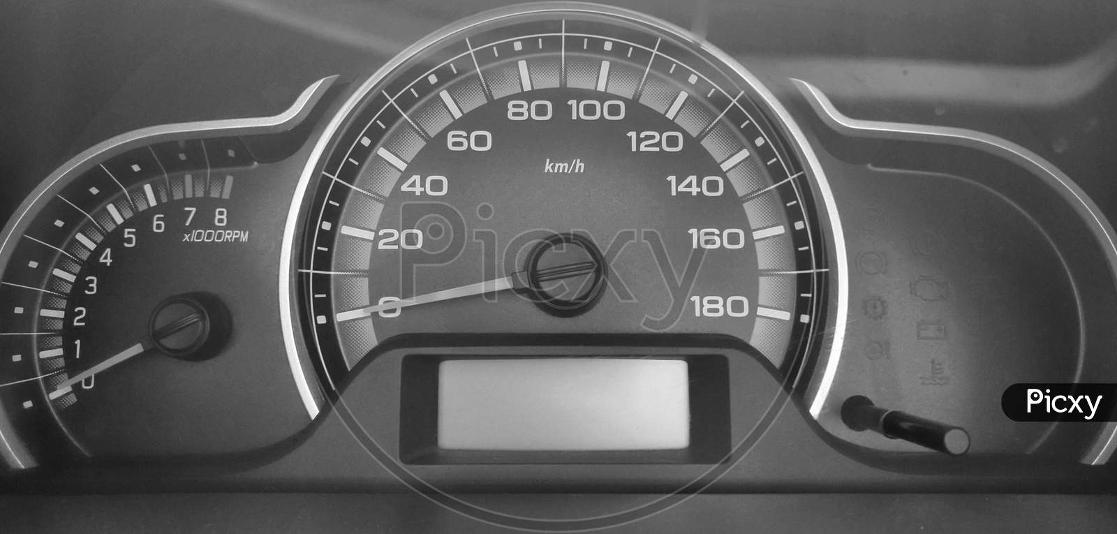Image of Car speedometer odometer and tachometer black and white ...