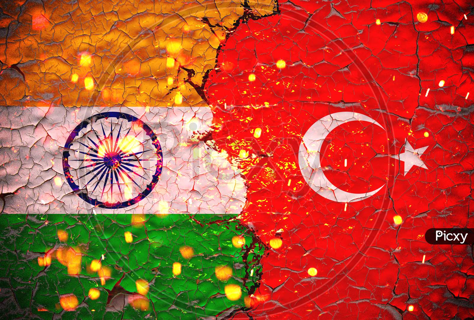 Image of Grunge India Vs Turkey National Flags Icon Pattern Isolated On ...