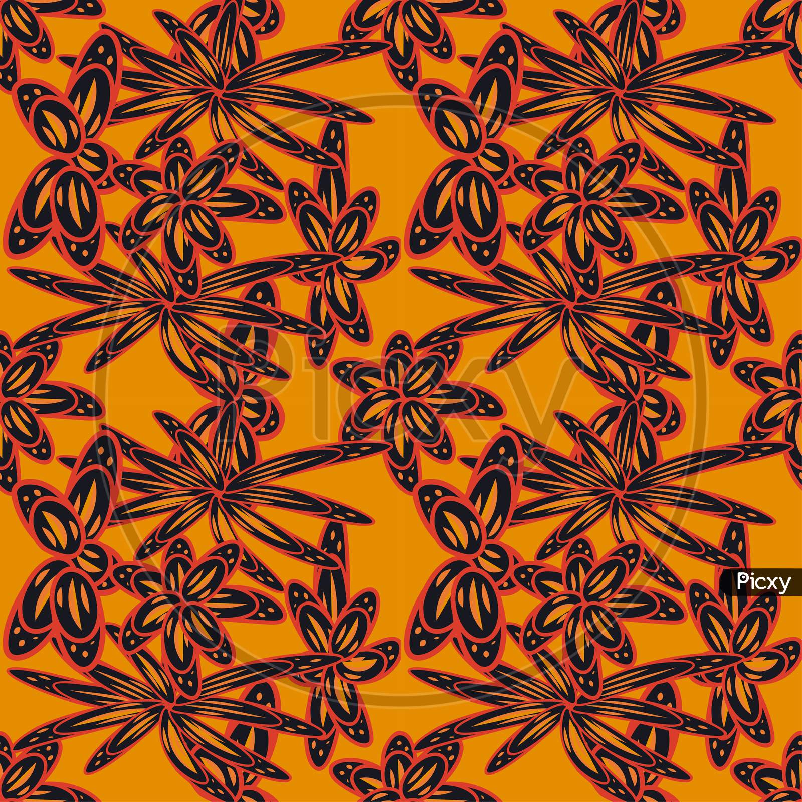 Image of Seamless Pattern Exotic Shapes With Flowers And Leaves Plants ...