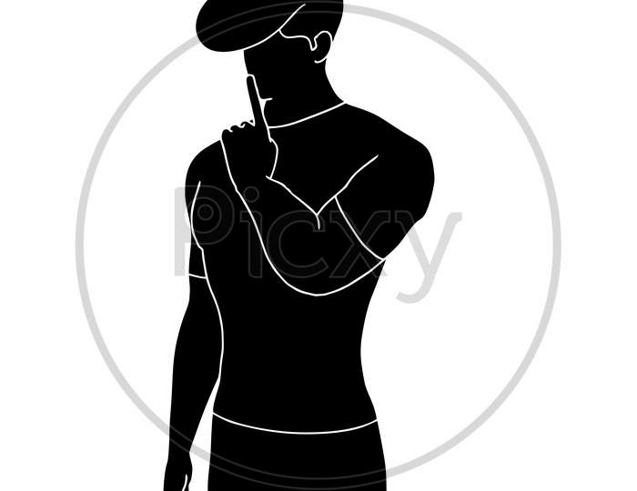 Image of Flat Illustration Of Men In Silence Pose On Isolated ...