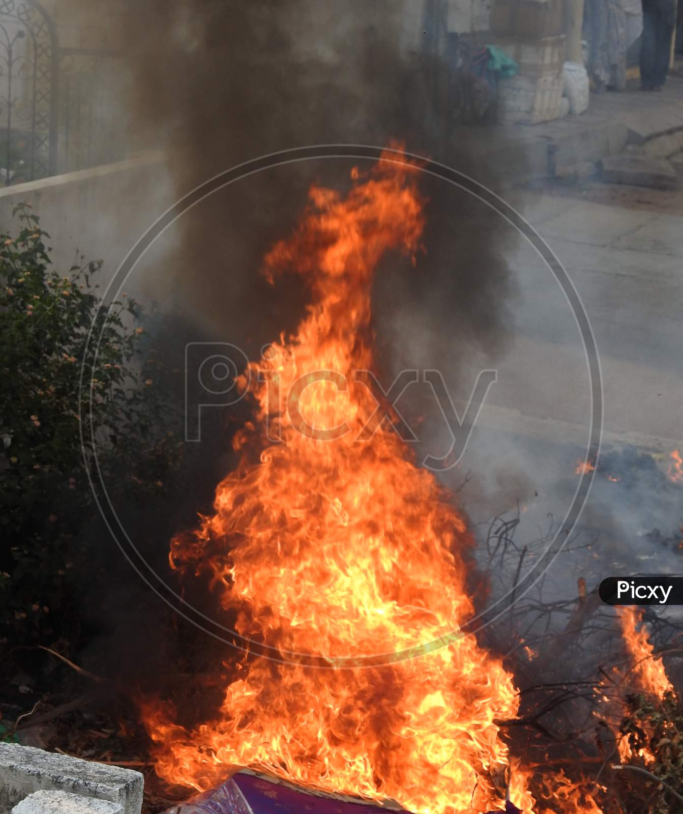 Image of Beautiful Vivid smoldered firewoods burned in fire ...