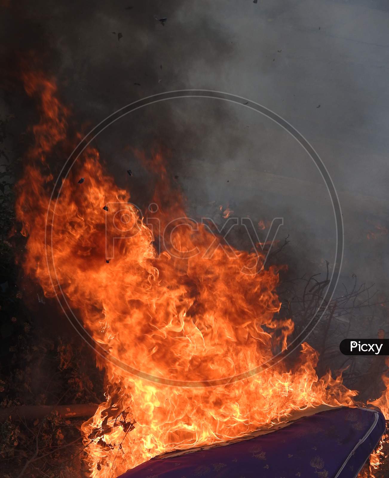 Image of Beautiful Vivid smoldered firewoods burned in fire ...