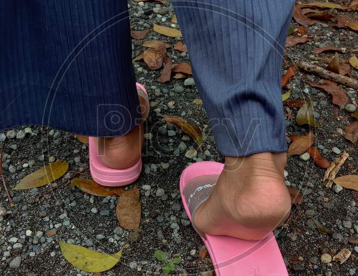 Image of Photograph Of People'S Feet Walking Forward Against A ...