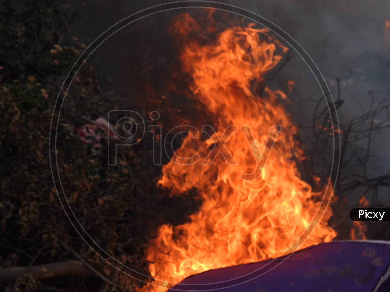 Image of Beautiful Vivid smoldered firewoods burned in fire ...
