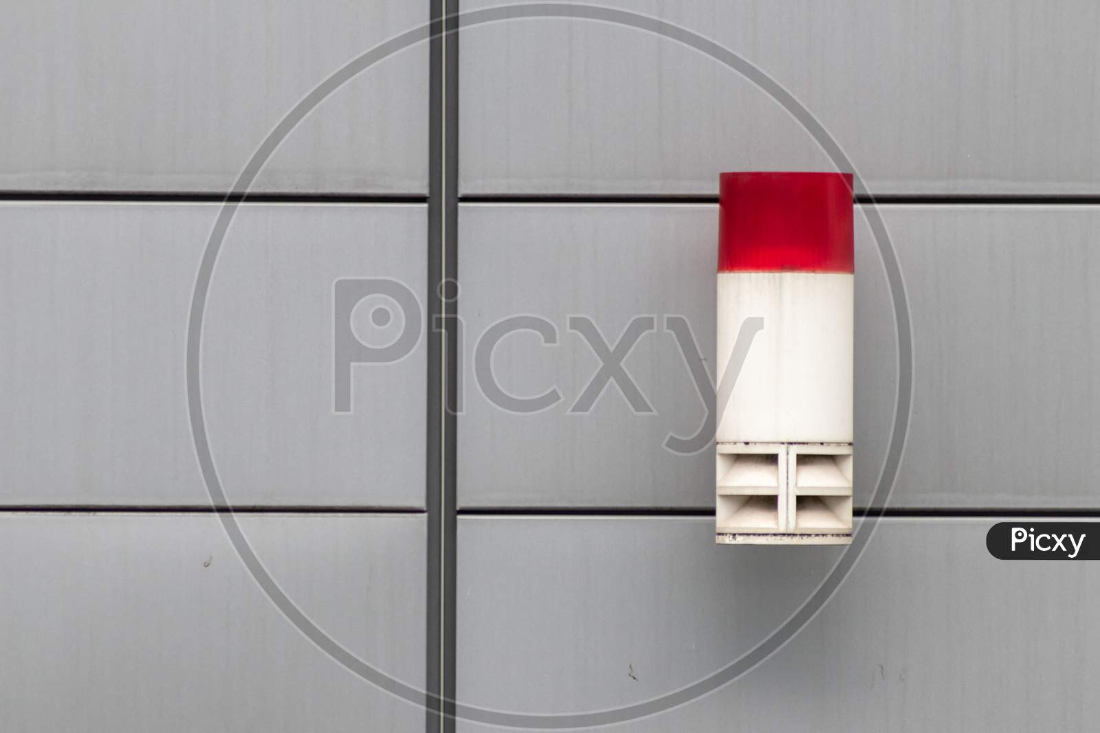 Image of Red external burglar alarm system light as theft protection ...