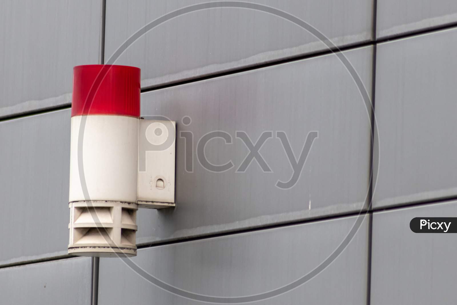 Image of Red external burglar alarm system light as theft protection ...