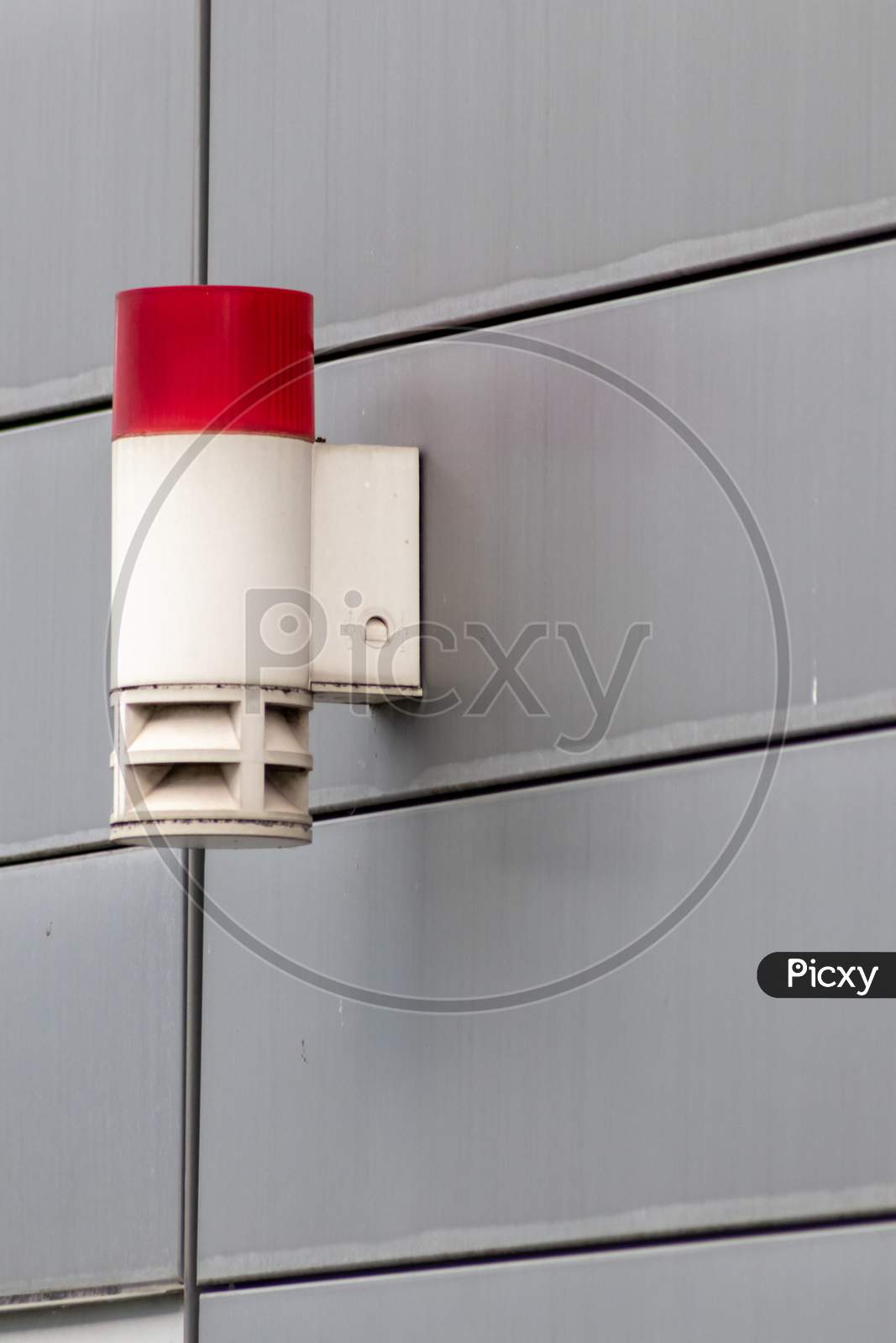 Image of Red external burglar alarm system light as theft protection ...