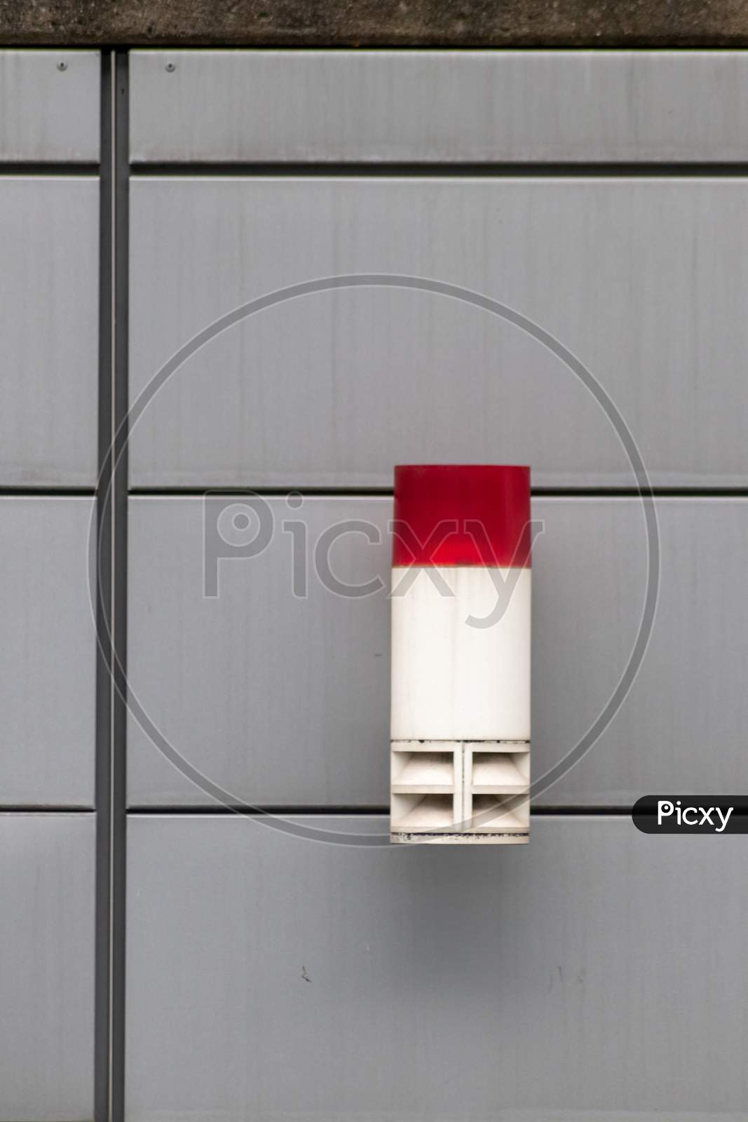 Image of Red external burglar alarm system light as theft protection ...