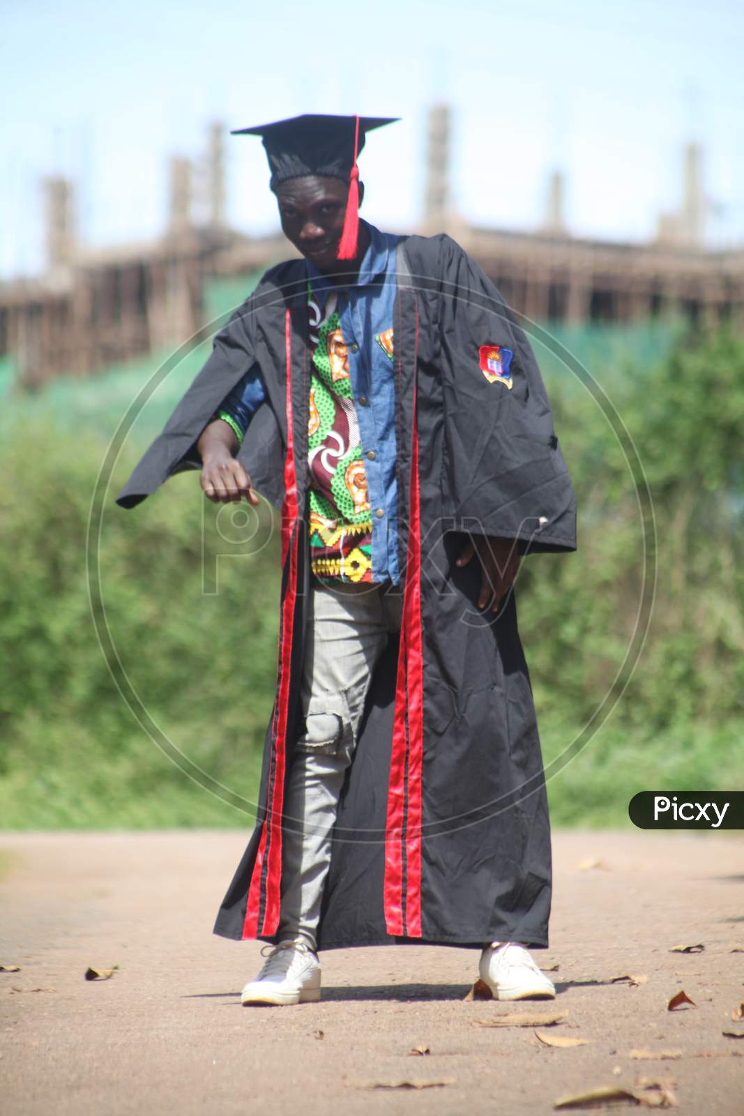 Image of Black American young man or grandaunt doing his graduation ...