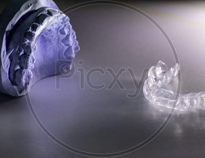 Image of Dental splint against bruxism and grinding teeth with teeth ...