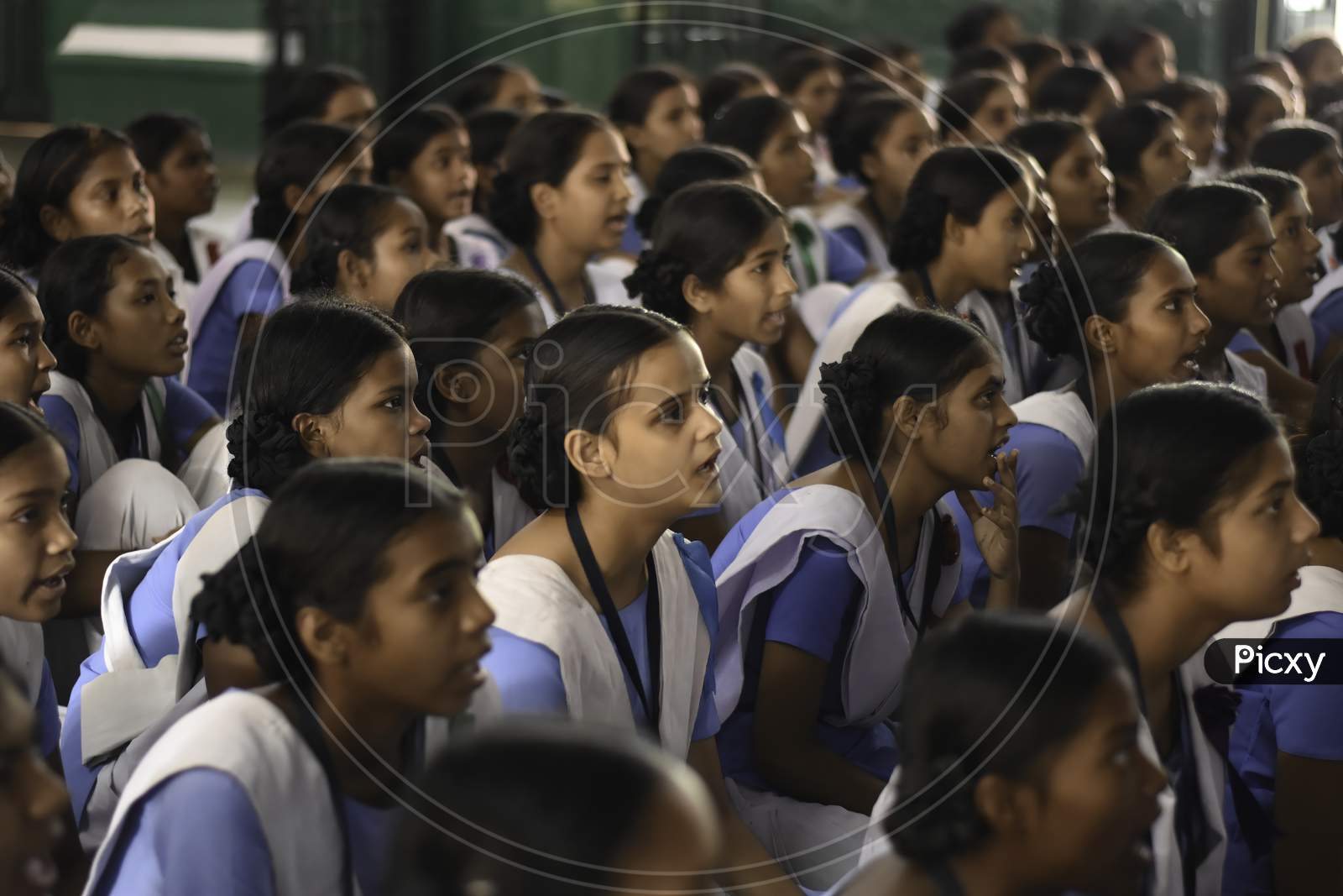 Image of Indian school student in uniform. School students sitting on ...