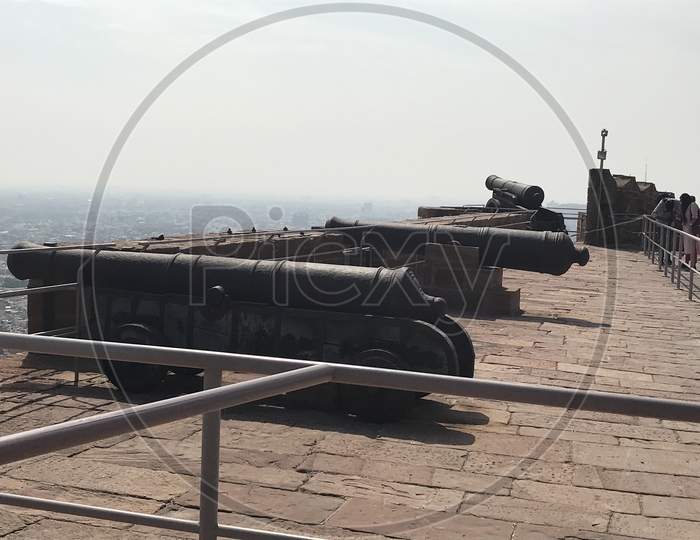 Image of A picture of cannons laid in a line, a strategic step to ...