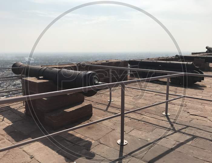 Image of A picture of cannons laid in a line, a strategic step to ...