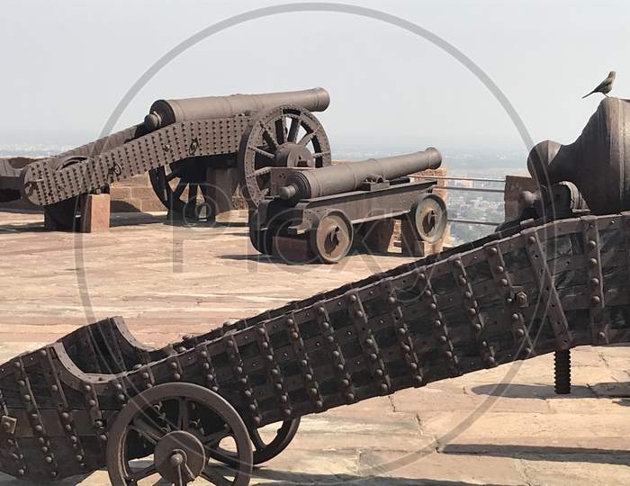 Image of A picture of cannons laid in a line, a strategic step to ...