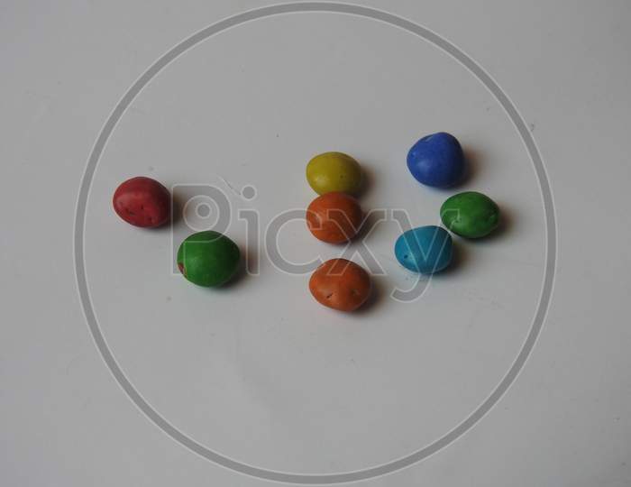 Image of Closeup of Mini Choco gems - Choco flavour colorful Beans and ...
