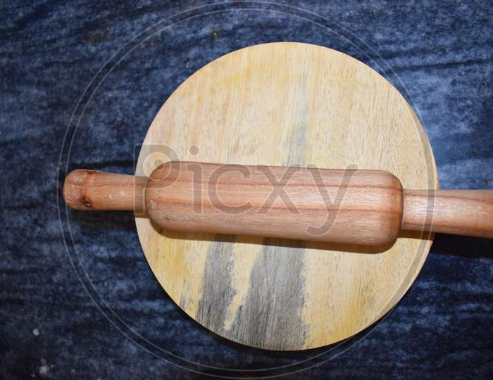 Image of Handmade Wooden Roti Maker, Traditional Indian Kitchen Tools ...