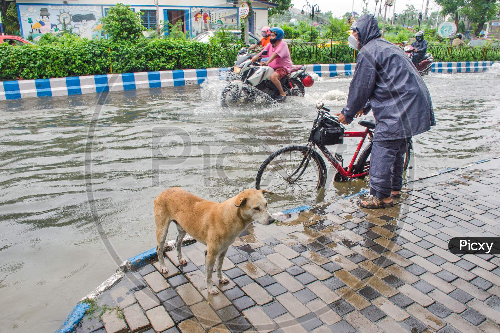 Image of water logging at kolkata's street due to heavy rain-ZZ157783-Picxy