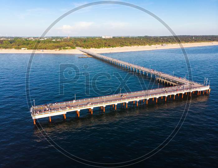 Image of Aerial View Pedestrians Walking On Palanga Pier Bridge ...