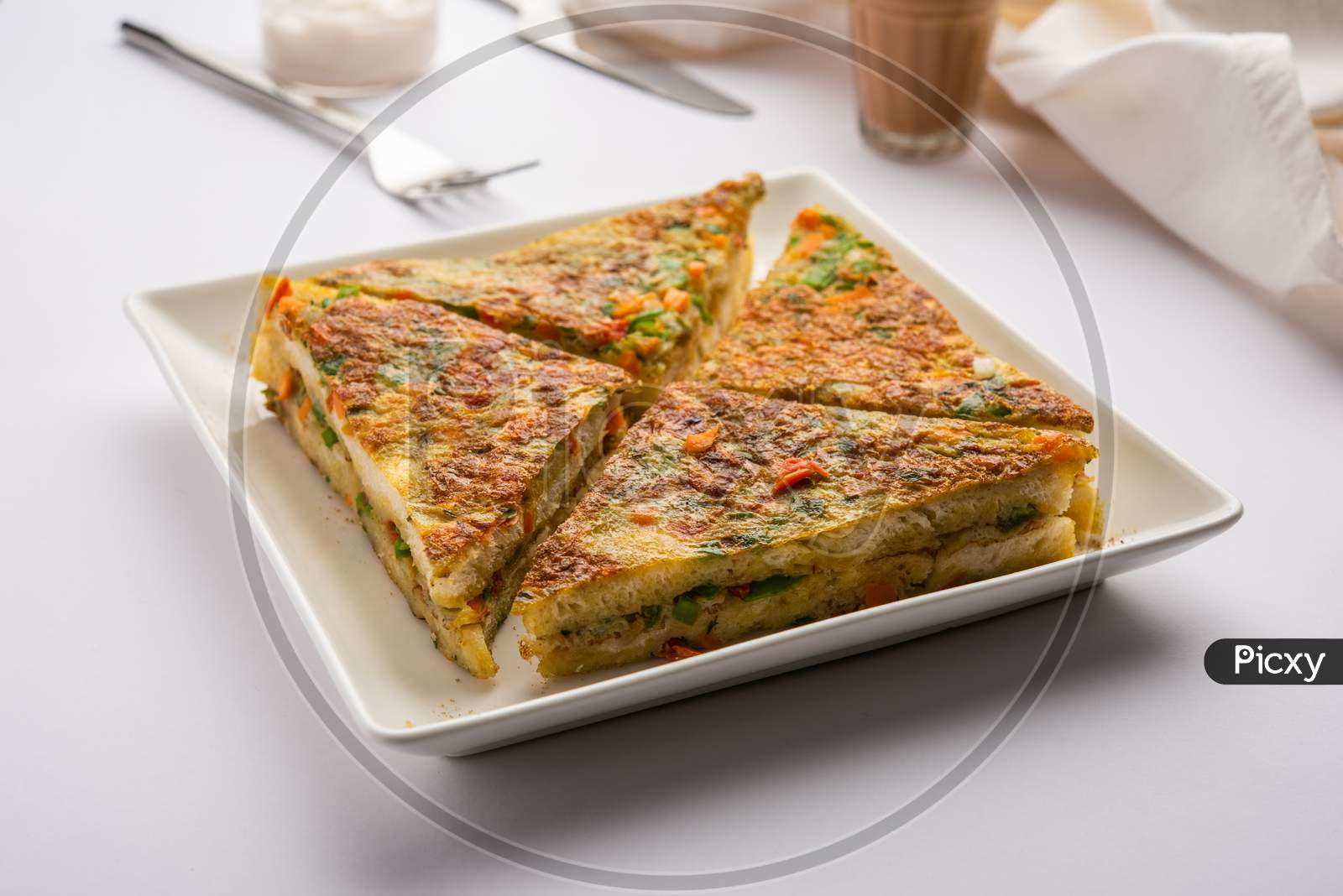 Image of Bread Omelette Is A Quick And Easy Breakfast From India. Fresh ...