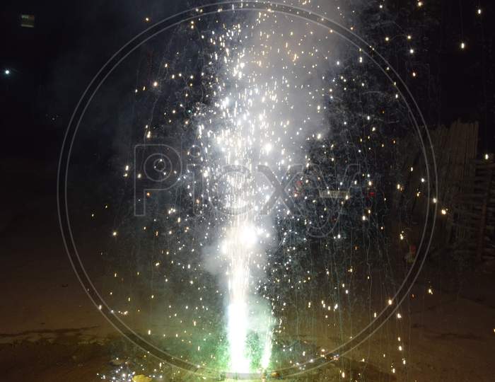 Image of A picture of burning crackers on the festival of Diwali in ...