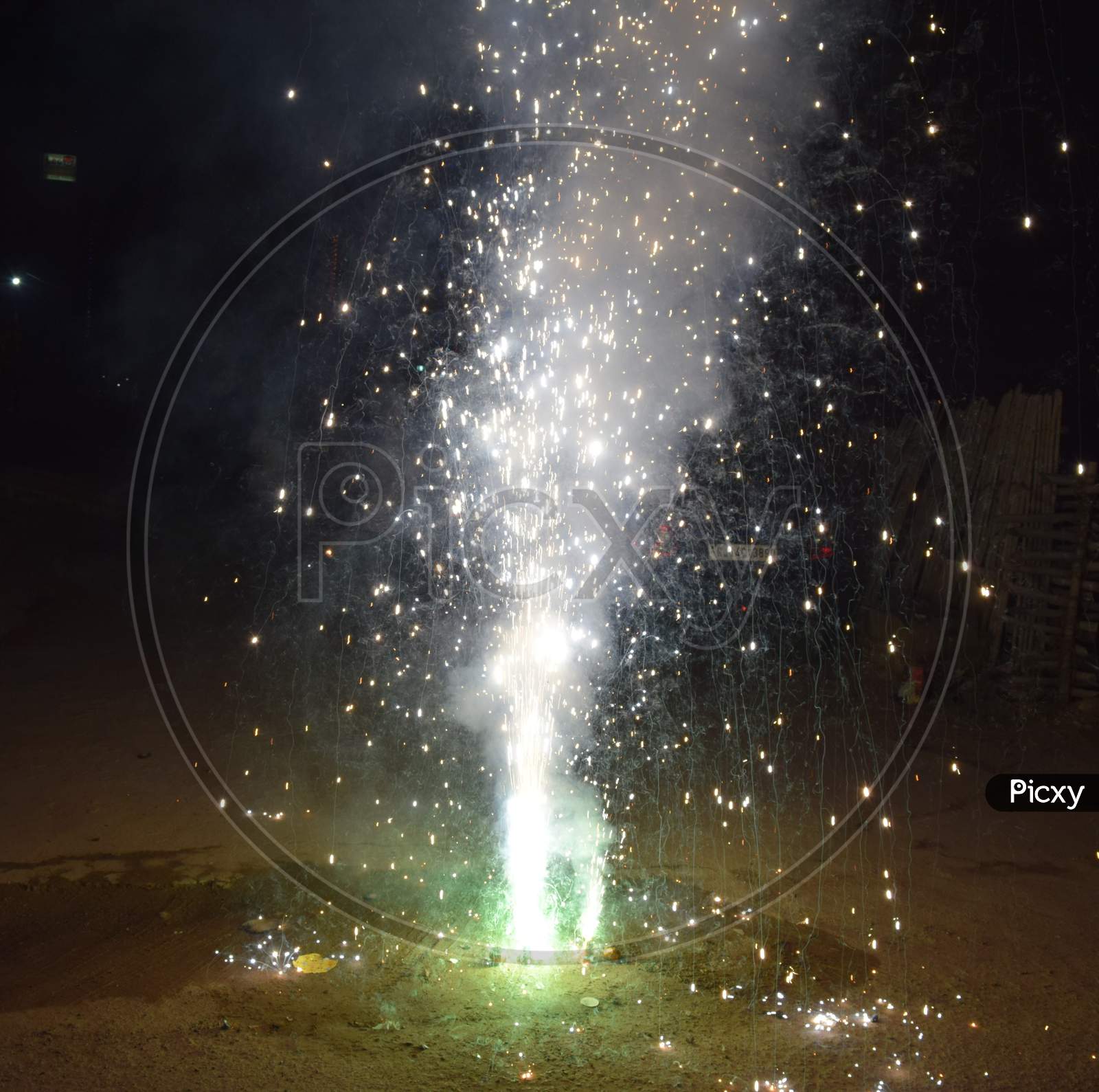 Image of A picture of burning crackers on the festival of Diwali in ...