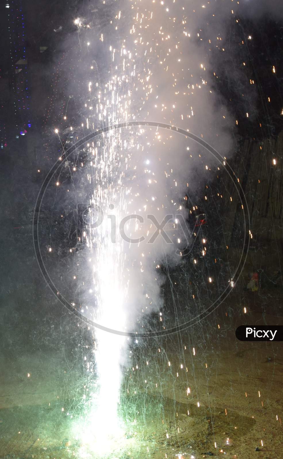 Image of A picture of burning crackers on the festival of Diwali in ...