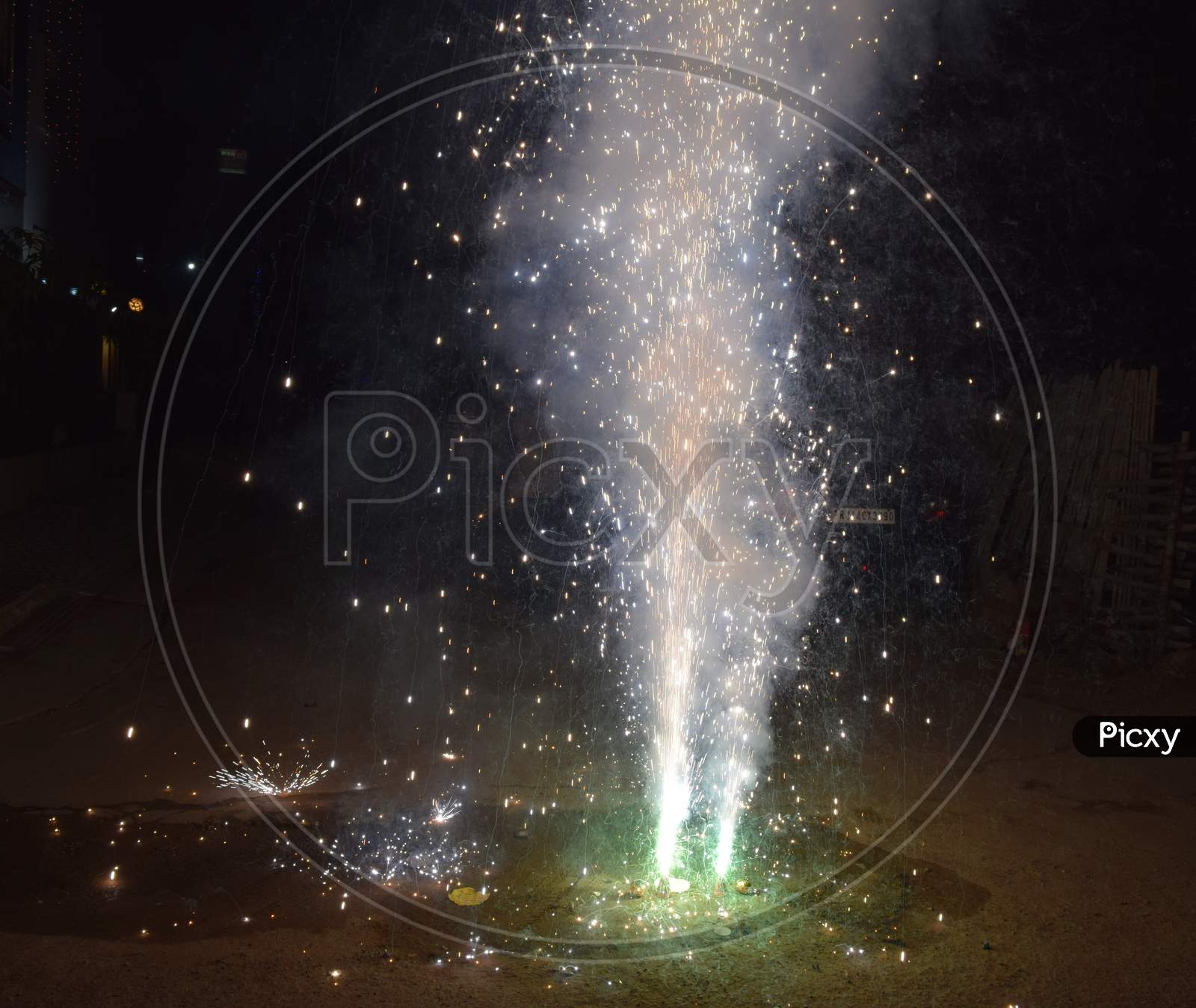 Image of A picture of burning crackers on the festival of Diwali in ...
