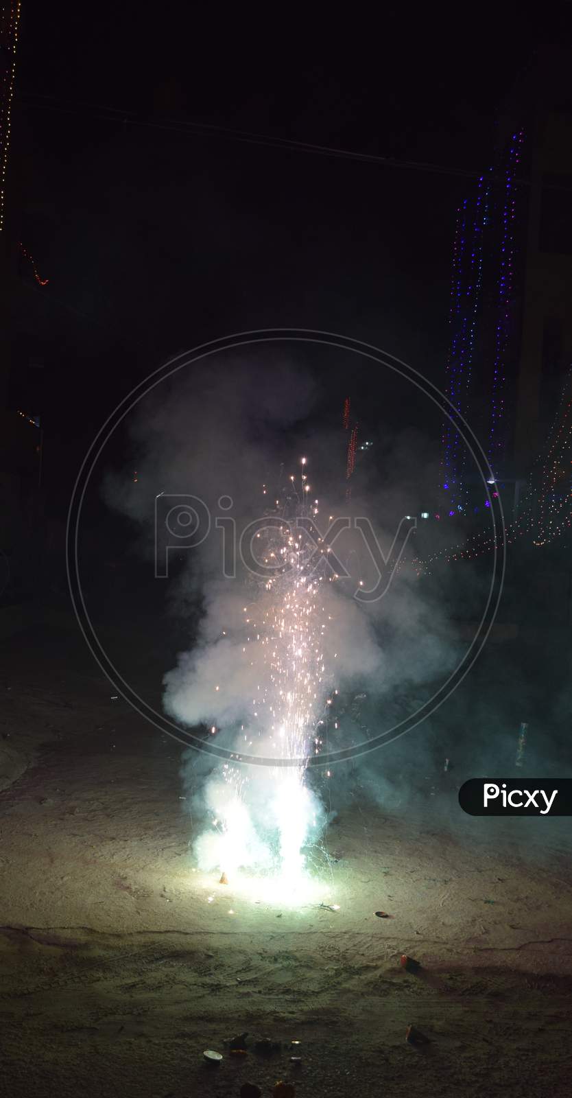 Image of A picture of burning crackers on the festival of Diwali in ...